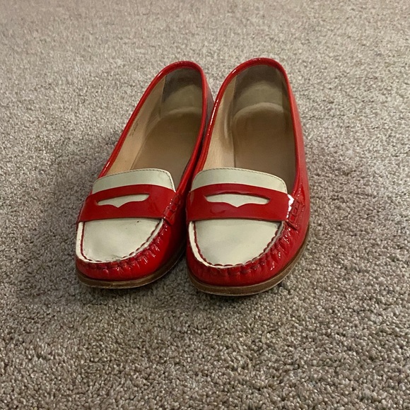 kate spade | Shoes | Kate Spade Red And Cream Loafers | Poshmark